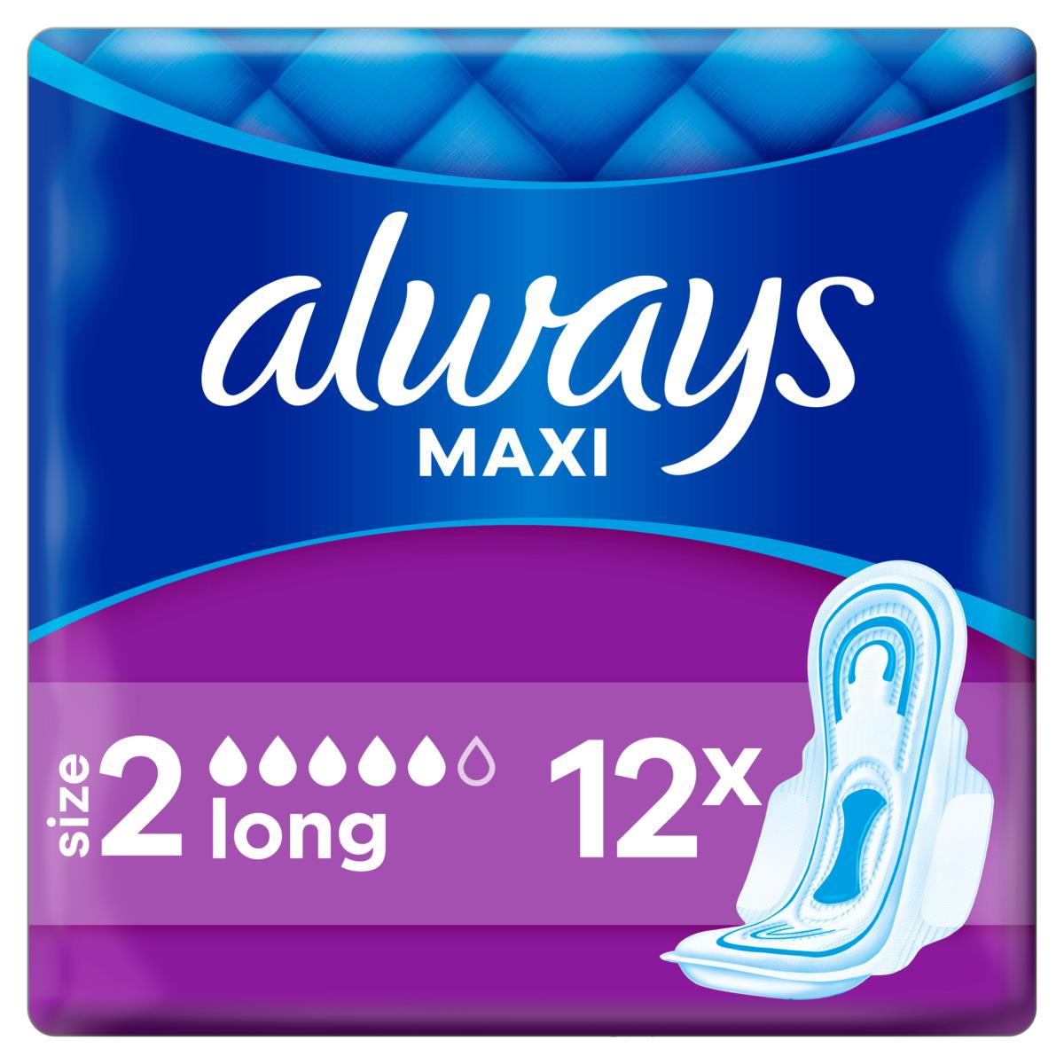 Always Maxi Long S2 Bindor med Vingar 12st 15 ml | lyko.com
