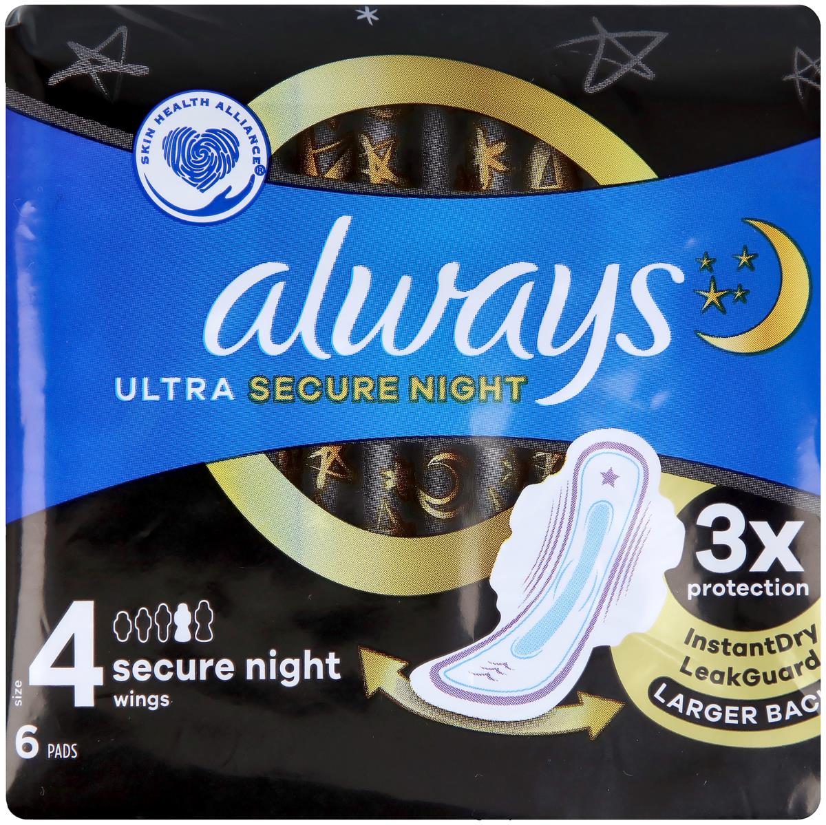 Always Ultra Secure Night S4 Bindor med Vingar 6st | lyko.com