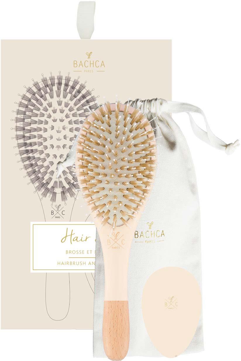 BACHCA Hair Kit Brush Boar and Nylon + wooden mirror + cotton pouch ...
