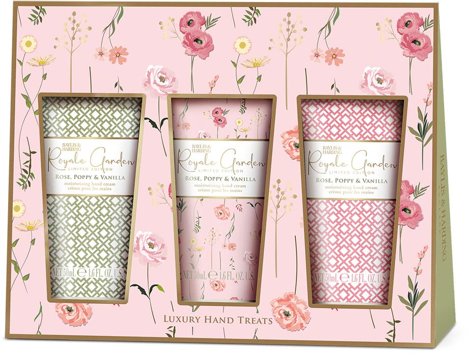 Baylis & Harding Royale Garden Rose, Poppy & Vanilla Hand Cream Trio ...