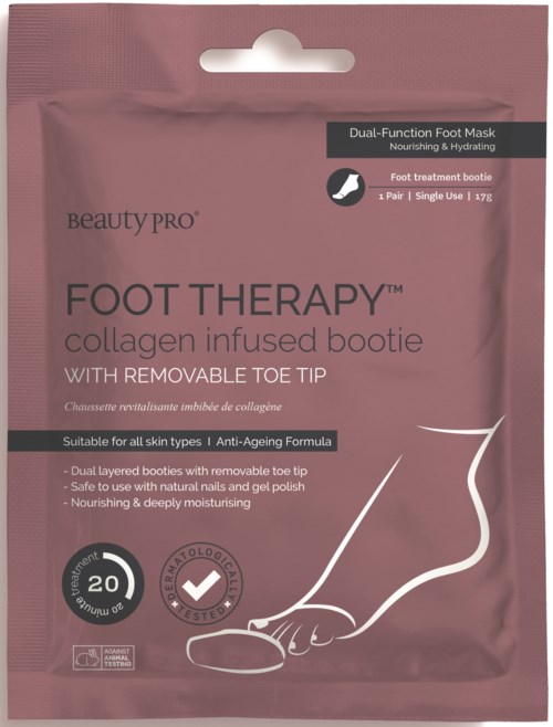 Beauty PRO Foot Therapy Collagen Infused Bootie With Removable Toe Tip ...