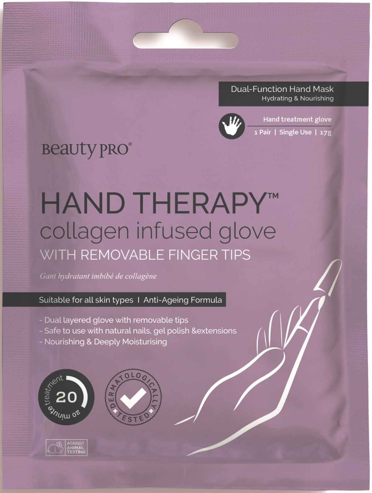 Beauty PRO Hand Therapy Collagen Infused Glove With Removable Finger ...