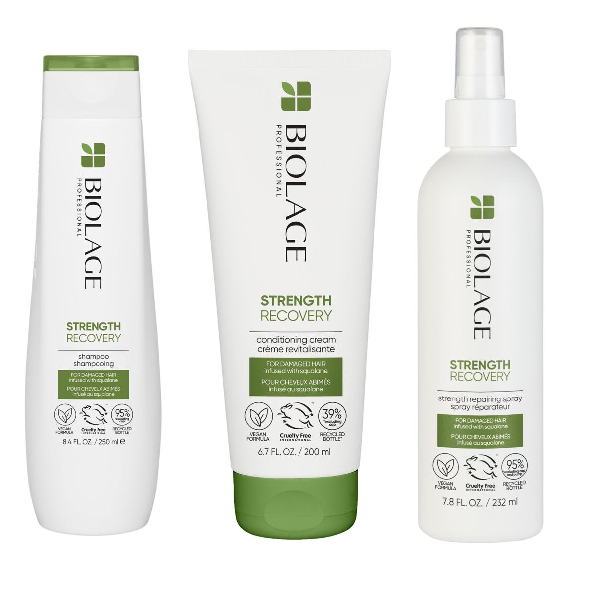 Biolage Strength Recovery Routine for damaged hair With Recovery Spray ...