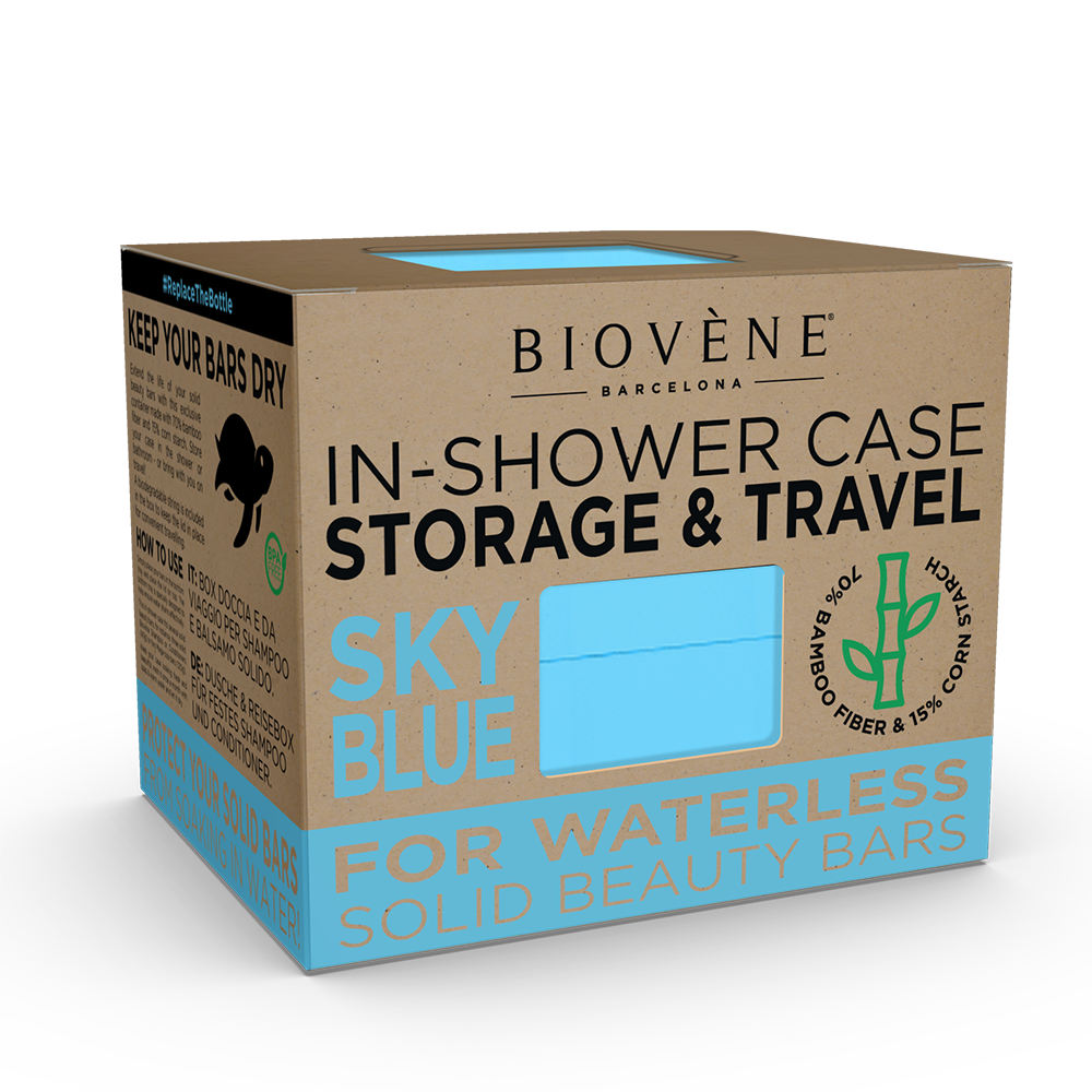 Biovène Universal Bamboo In-Shower Case for Storage & Travel Sky Blue ...