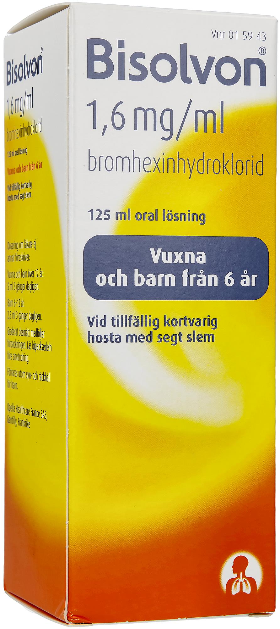 Bisolvon Oral lösning 1,6 mg 125 ml | lyko.com
