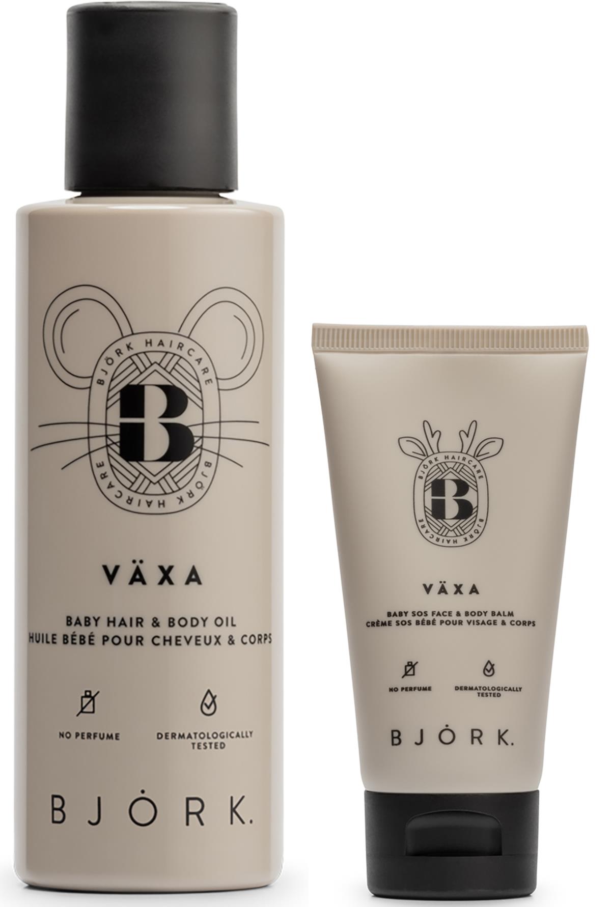 Björk VÄXA Baby Bundle Hair & Body Oil 125 ml & SOS Face & Body Balm 50 ...