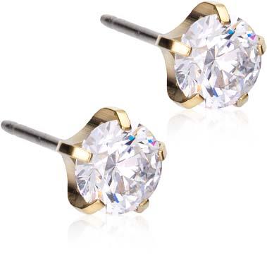 Blomdahl Golden Titanium Tiffany Precious, CZ White 6 mm | lyko.com