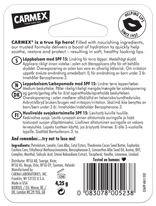 Carmex Lip Balm Classic Stick SPF15 | lyko.com