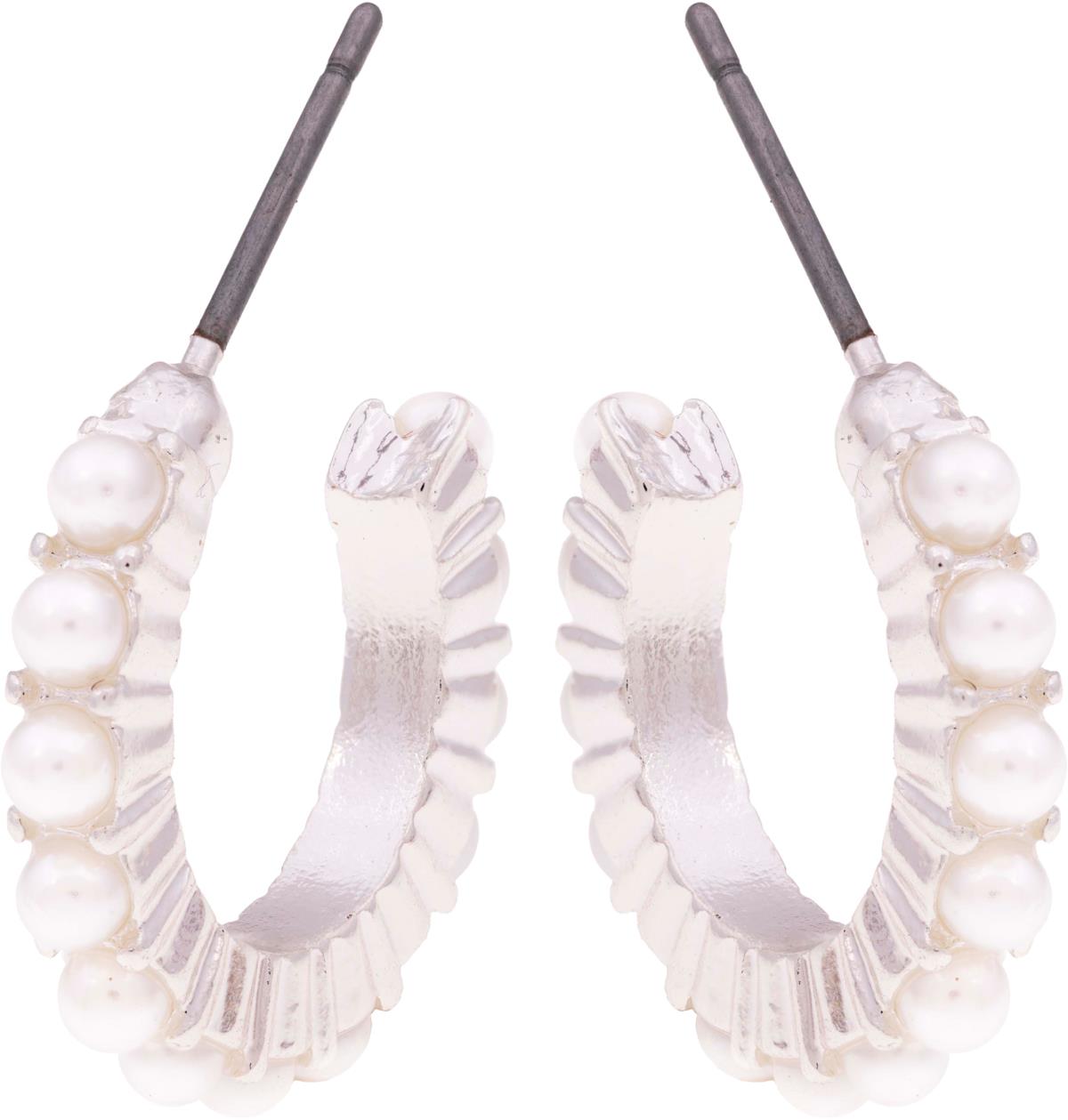 Dazzling J11 Small Hoop Pearls Silver | lyko.com