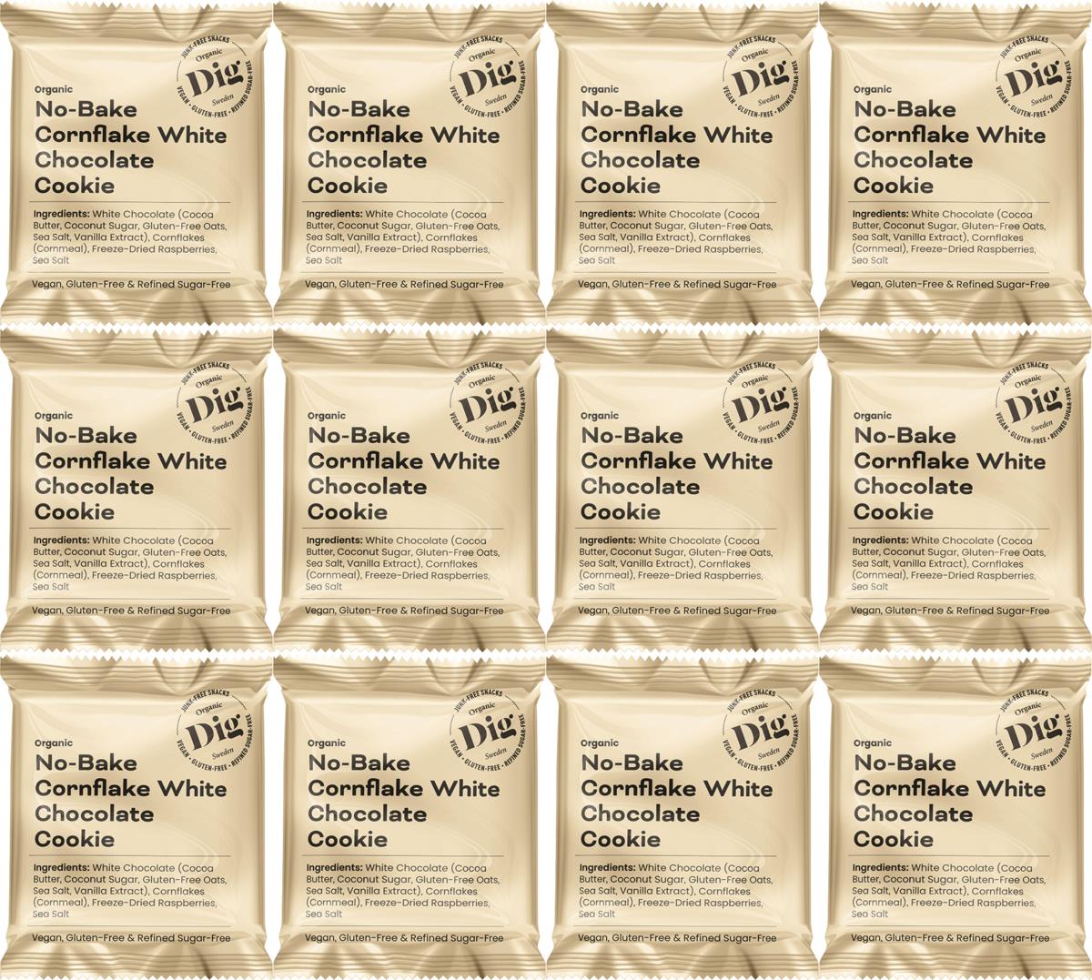 Dig Organic No-Bake Cornflake White Chocolate Cookie 12 x 35g | lyko.com