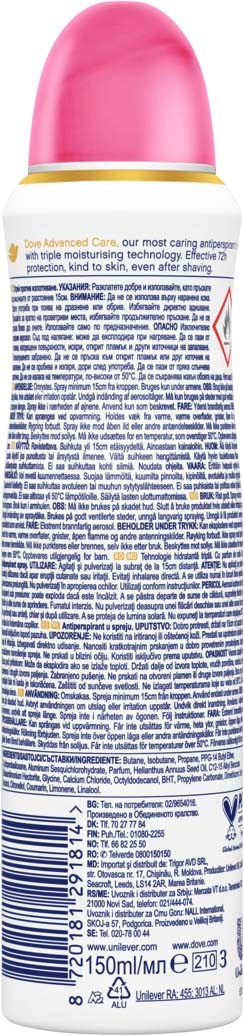 Dove 72h Advanced Care Go Fresh Pomegranate & Lemon Verbena Spray 150 ...