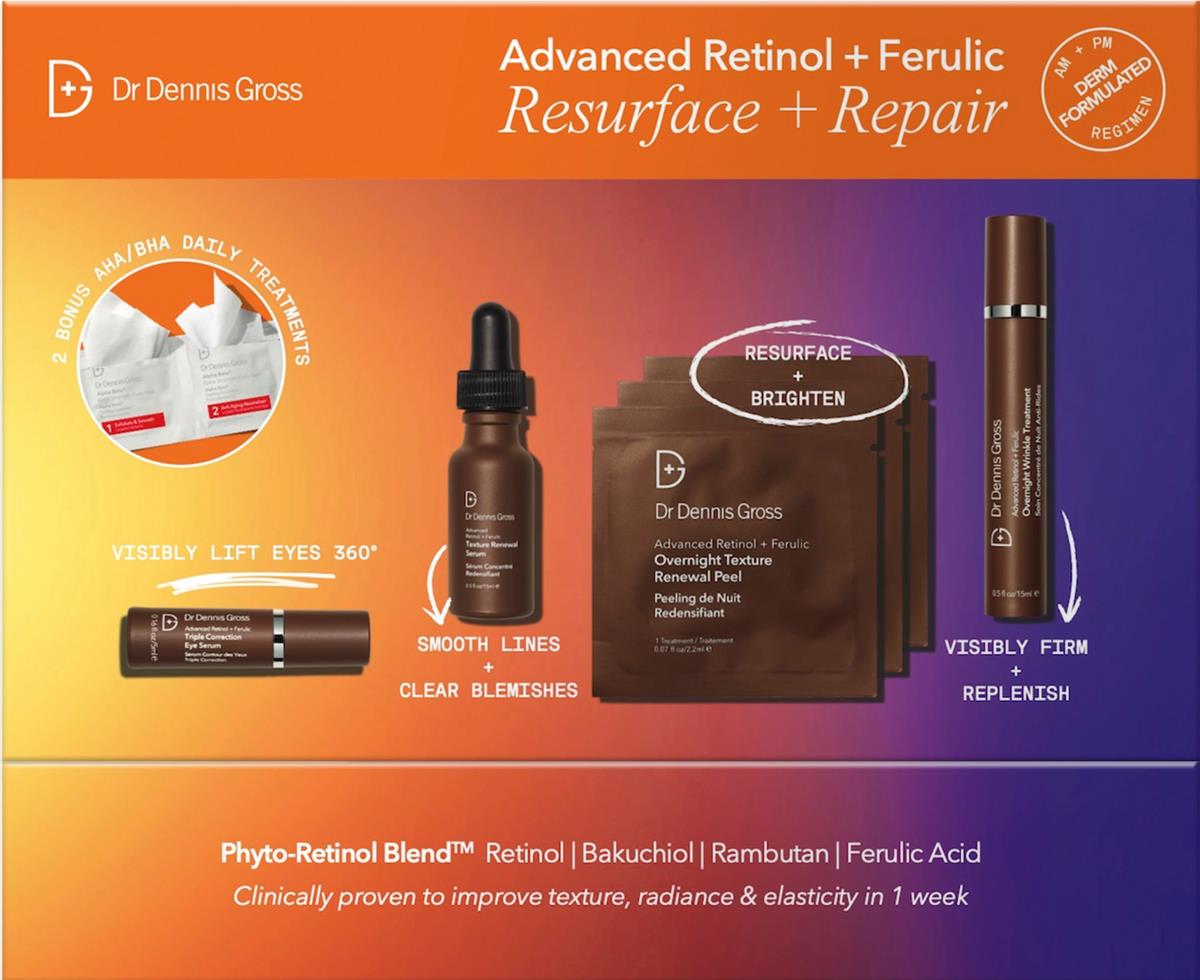 Dr Dennis Gross Advanced Retinol + Ferulic Resurface + Repair Kit ...