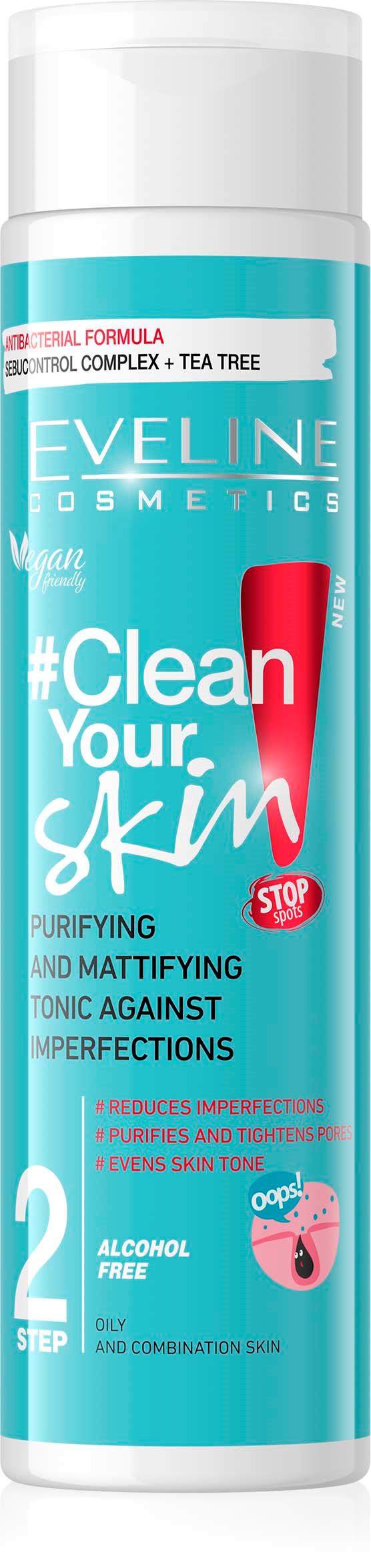 Eveline Cosmetics Clean Your Skin Oczyszczająco-matujący tonik przeciw ... Eveline Cosmetics Clean Your Skin Oczyszczająco-matujący tonik przeciw ...