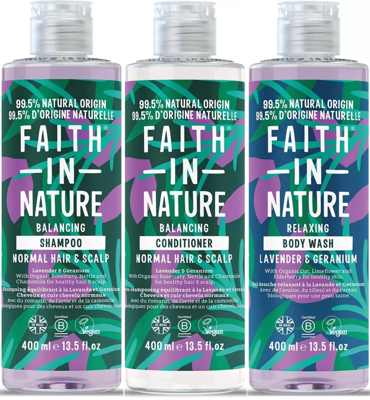 Faith In Nature Bundle Lavender & Geranium Shampoo 400 ml & Conditioner ...
