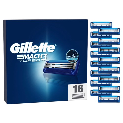 Gillette Mach3 Turbo Razor Refills for Men 16 Razor Blade Refills ...