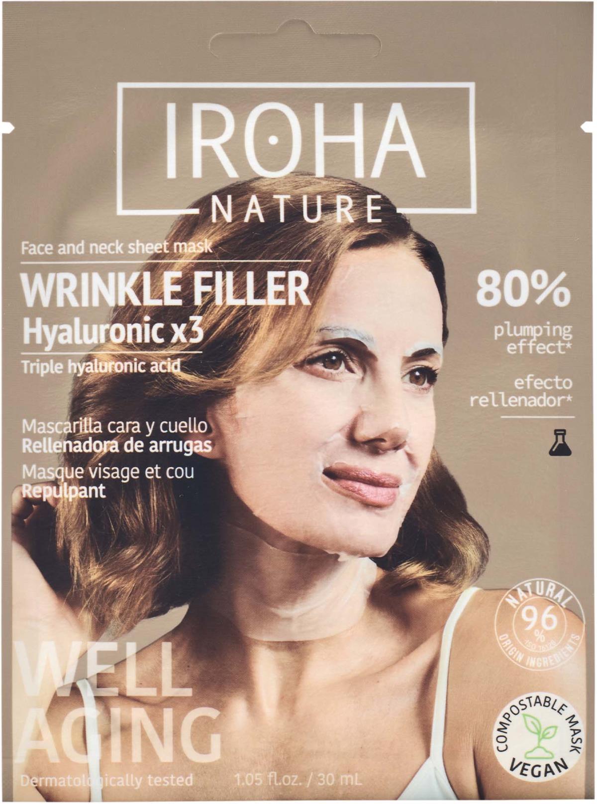 IROHA NATURE Wrinkle Filler Hyaluronic Face & Neck Sheet Mask | lyko.com