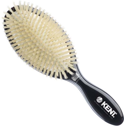 Kent Brushes Classic Shine Large Soft White Pure Bristle Hairbrush ...