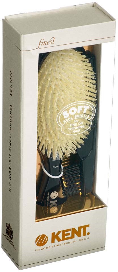 Kent Brushes Classic Shine Medium Soft White Pure Bristle Hairbrush ...