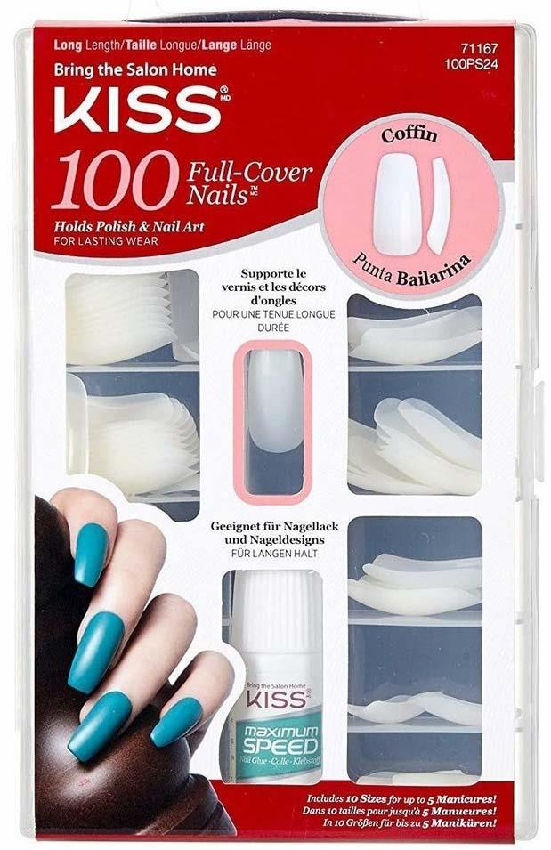 Kiss 100 Full Cover Nails Coffin | lyko.com