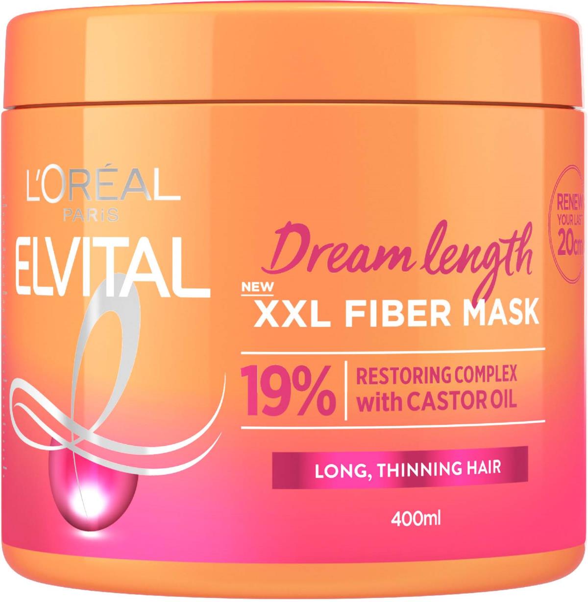 Loreal Paris Dream Length Elvital XXL Fiber Mask 400 ml | lyko.com
