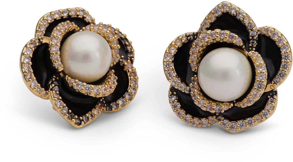 Lily and Rose Coco rose earrings - Jet / ivory pearl | lyko.com
