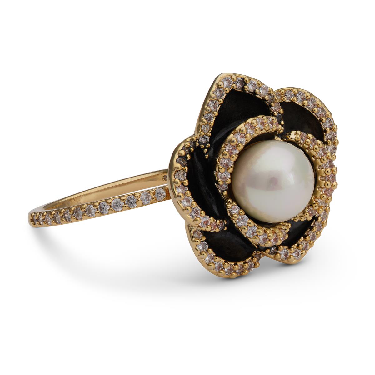 Lily and Rose Coco rose ring - Jet / ivory pearl 19 mm | lyko.com