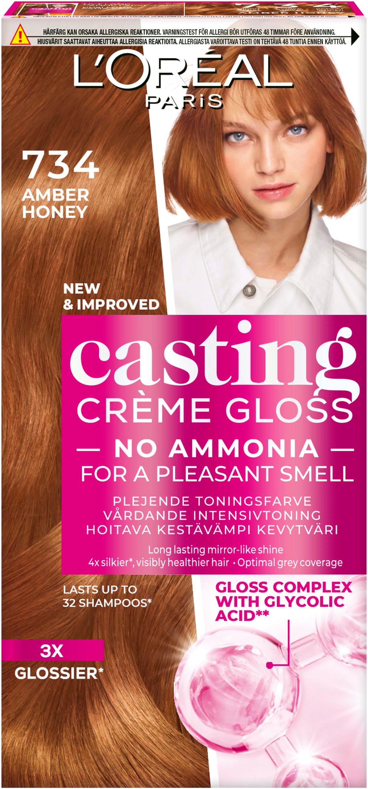 Loreal Paris Casting Crème Gloss Semi-permanent Coloration 734 Amber ...