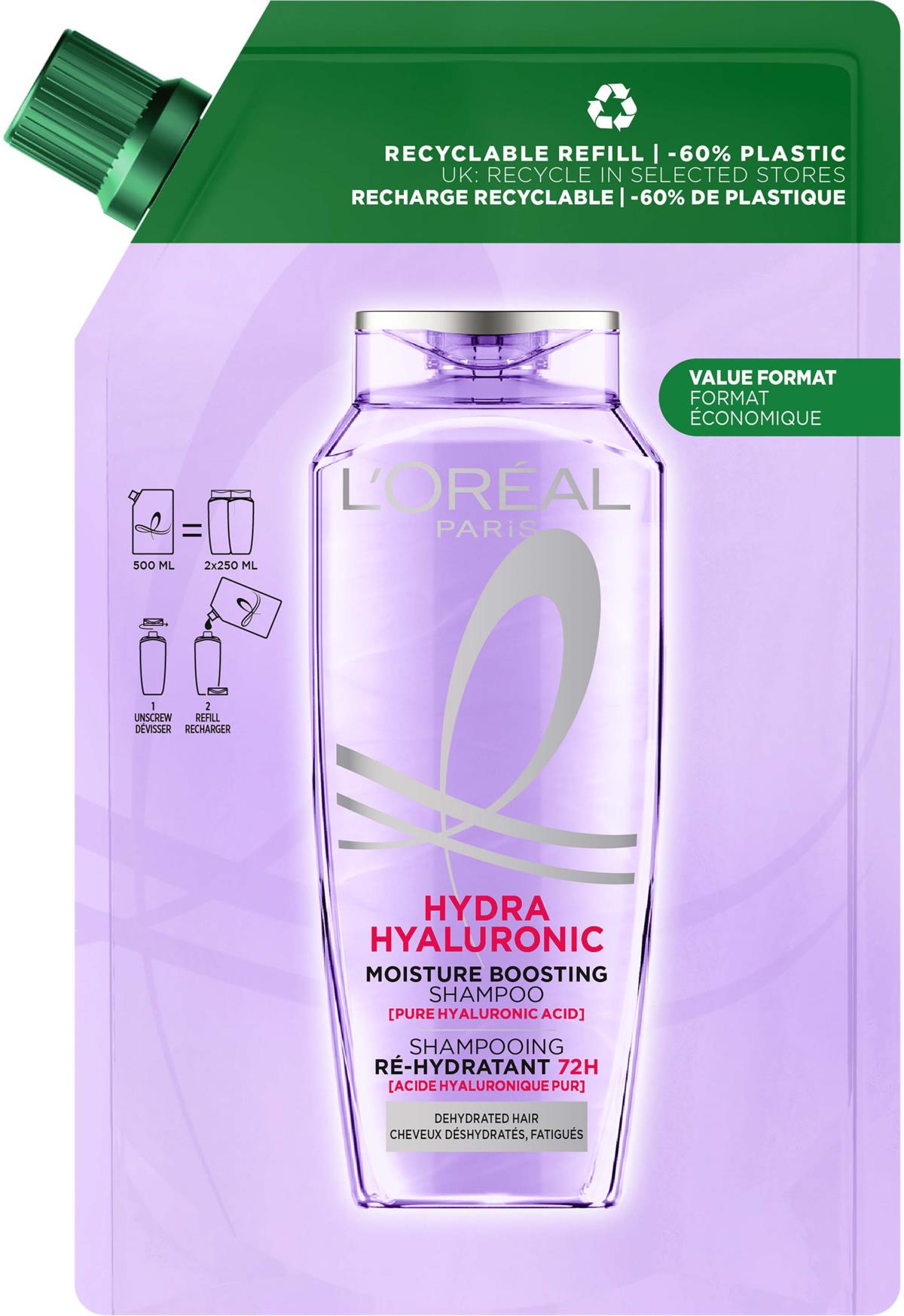 Loreal Paris Elvital Hyaluron Plump Shampoo Refill 500 ml | lyko.com