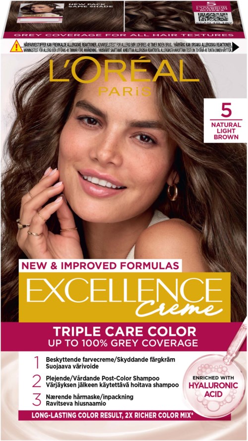 Loreal Paris Excellence Crème Triple Care Color 5 Natural Light Brown | lyko.com