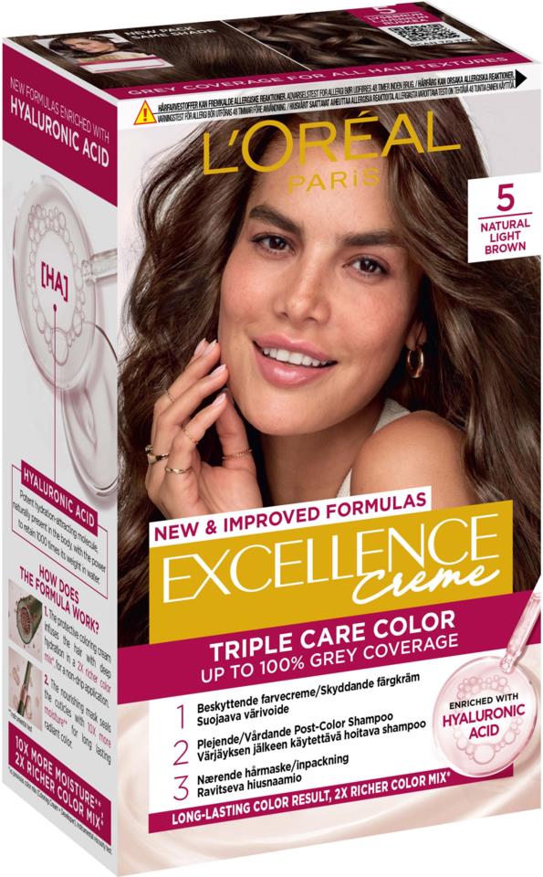 Loreal Paris Excellence Crème Triple Care Color 5 Natural Light Brown
