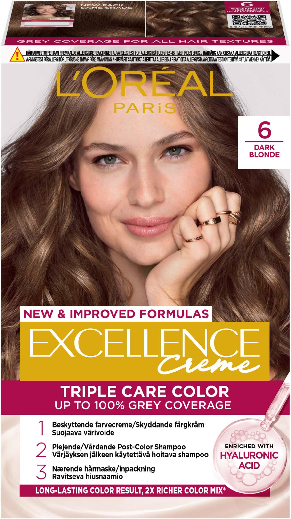 Loreal Paris Excellence Crème Triple Care Color 6 Dark Blonde | lyko.com