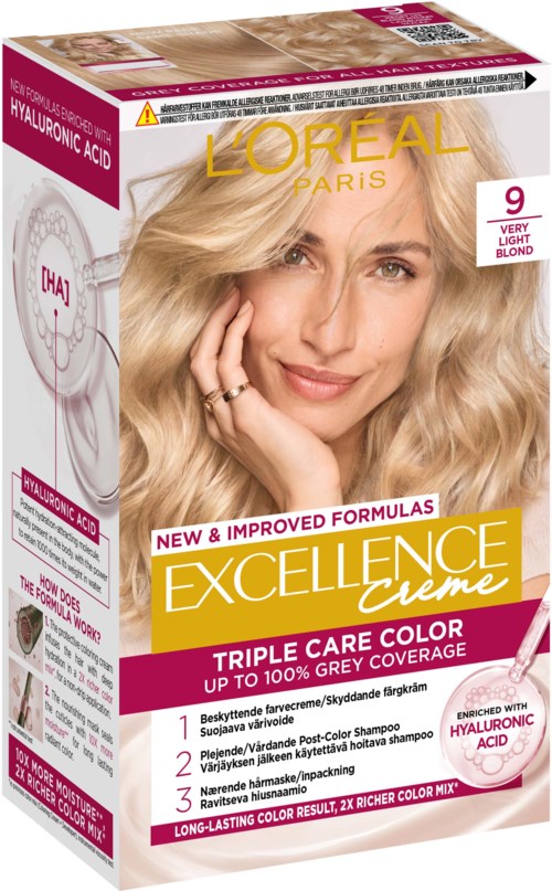 Loreal Paris Excellence Crème Triple Care Color 9 Very Light Blonde ...