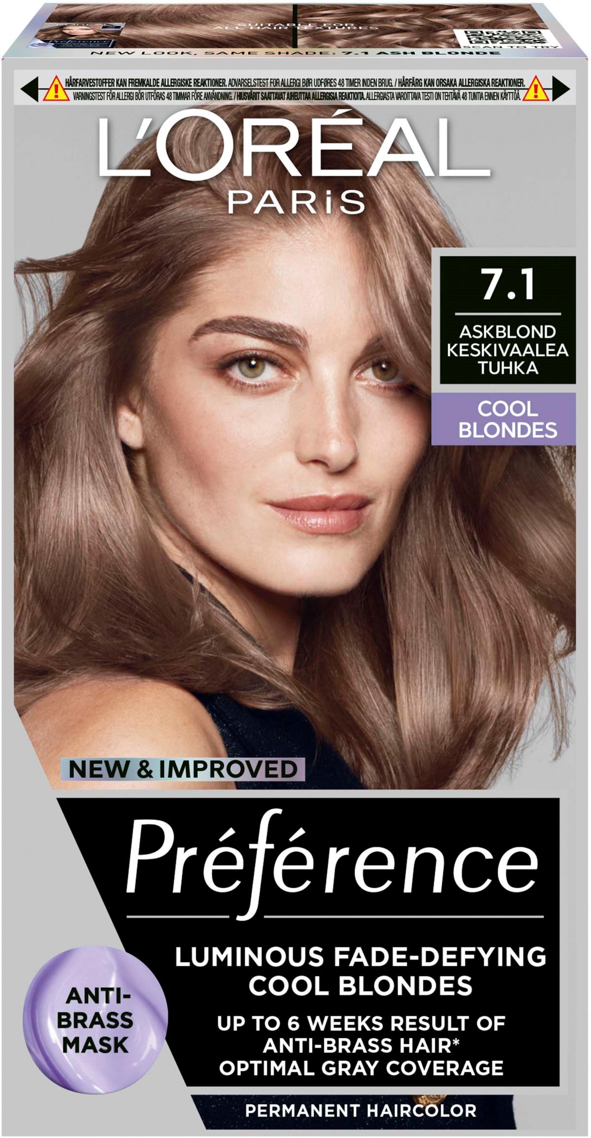 Loreal Paris Préférence Permanent Haircolor Cool Blondes 7,1 Iceland ...