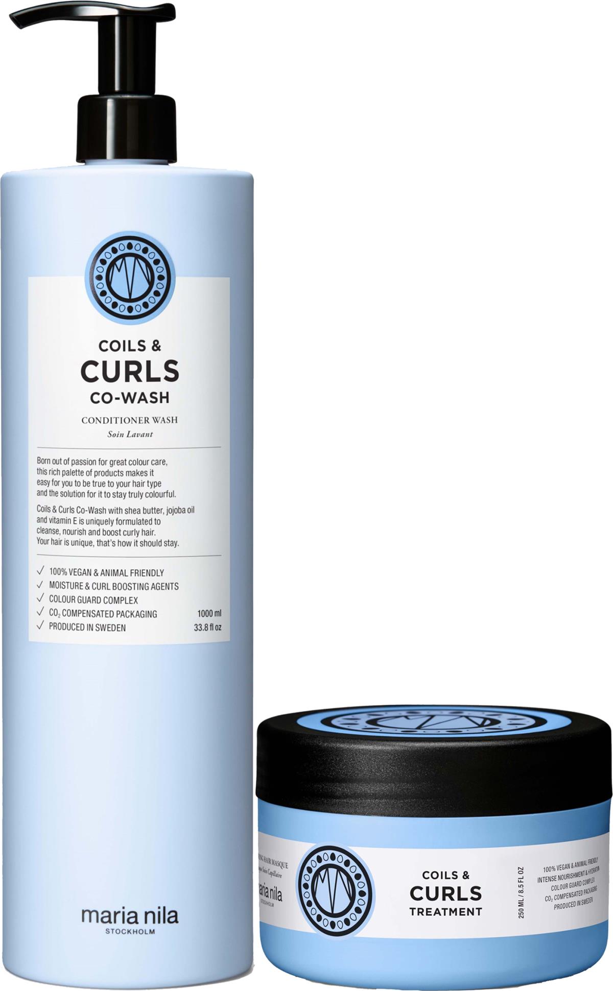 maria nila Coils & Curls Bundle Conditioner Wash 1000 ml & Masque 250 ...