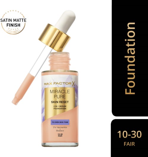 Max Factor Miracle Pure 2In1 Skin Reset Serum Foundation 10-30 Fair ...
