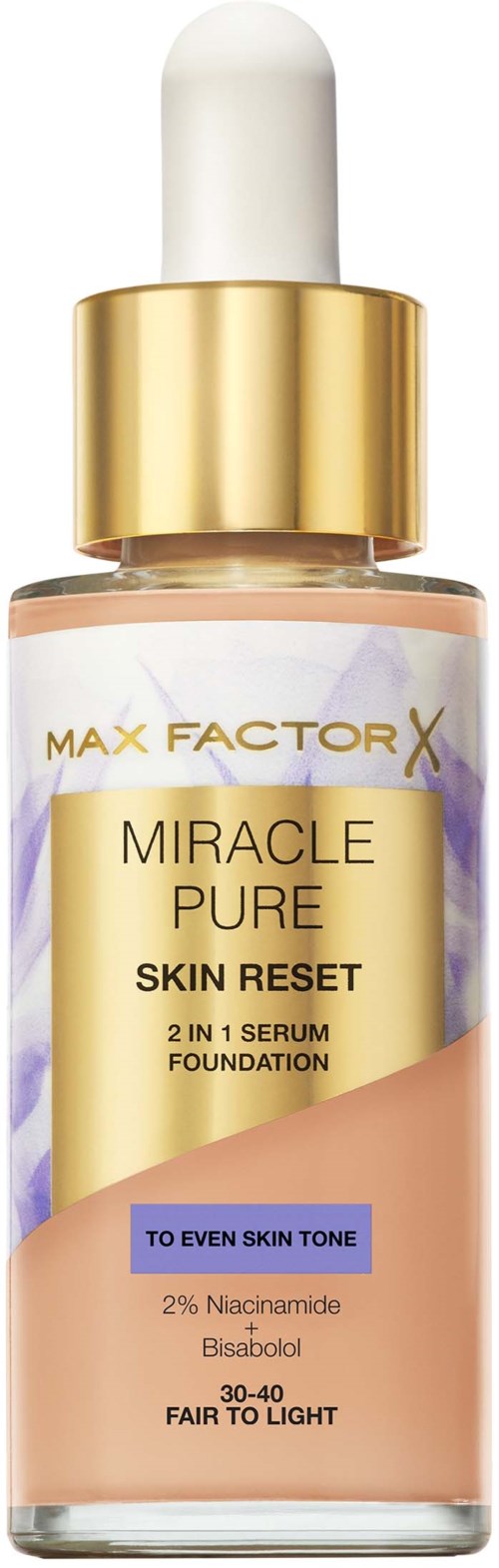 Max Factor Miracle Pure 2In1 Skin Reset Serum Foundation 30-40 Fair To ...