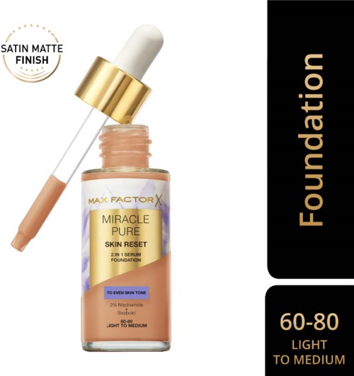 Max Factor Miracle Pure 2in1 Skin Reset Serum Foundation 60-80 Light to Medium | lyko.com