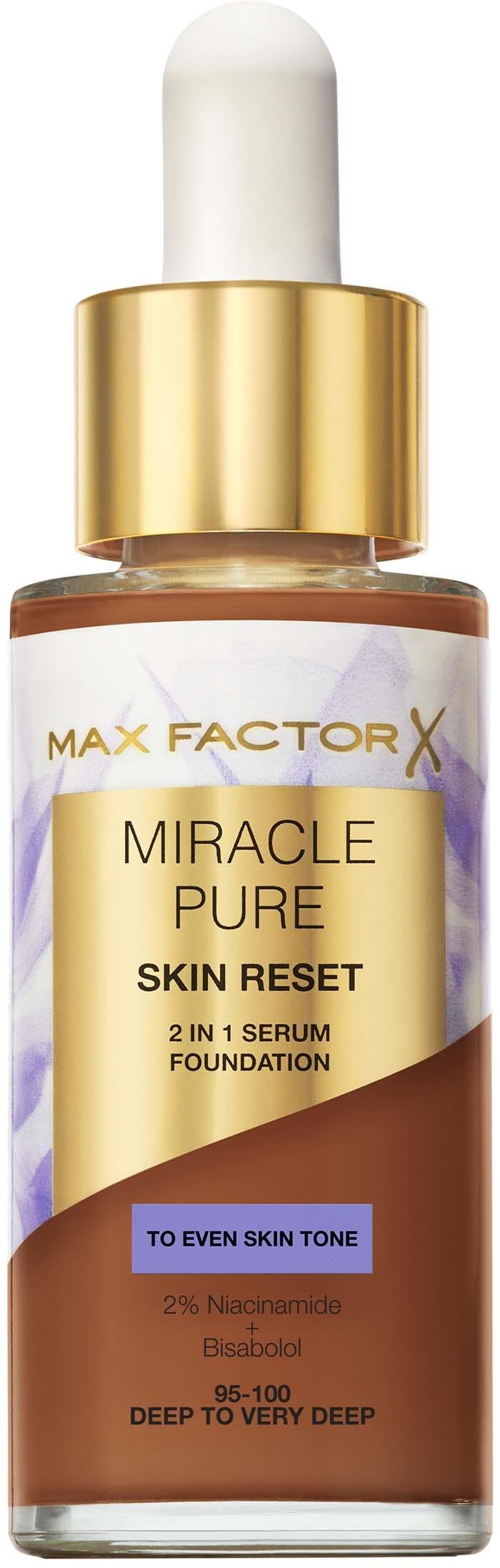 Max Factor Miracle Pure 2in1 Skin Reset Serum Foundation 95-100 Deep to ...