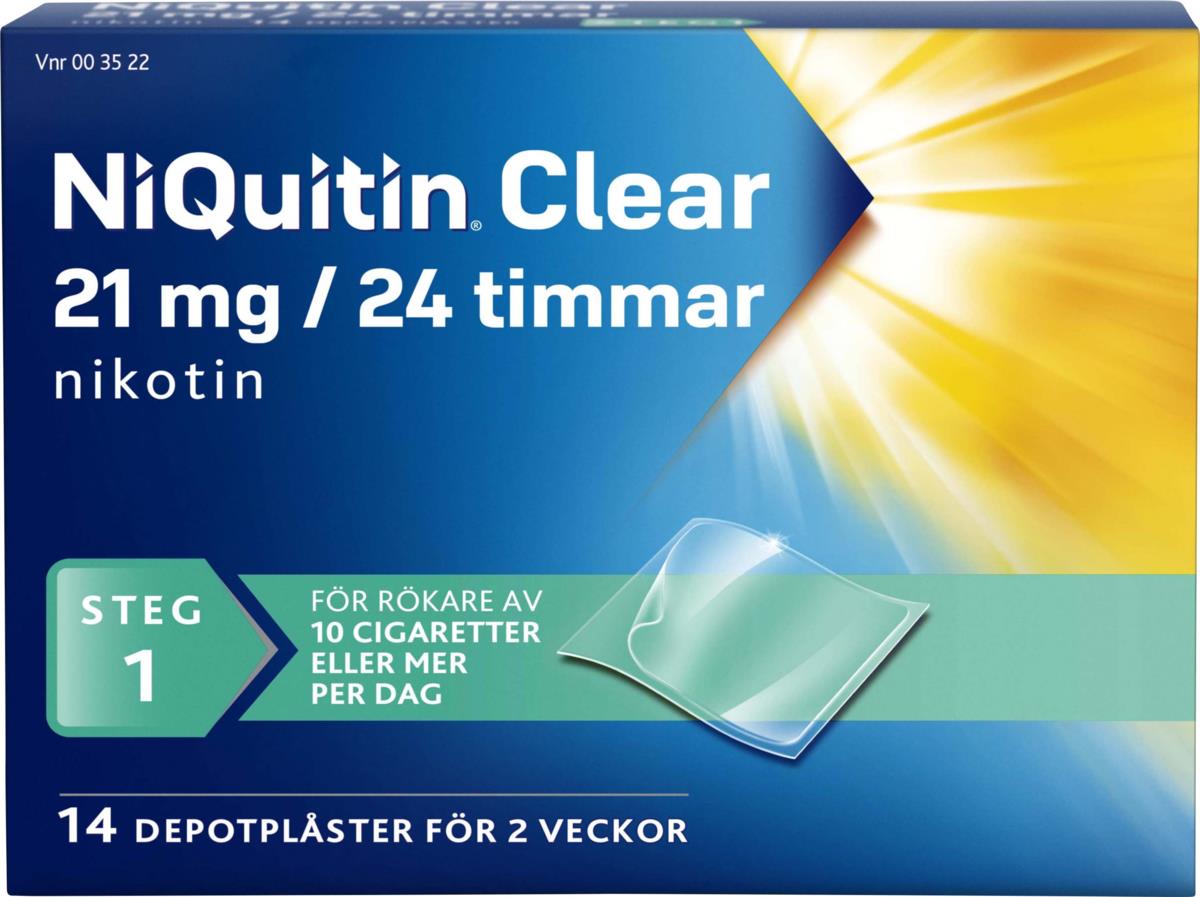 NiQuitin Clear 21 mg/24 Timmar Depotplåster 14 pcs | lyko.com