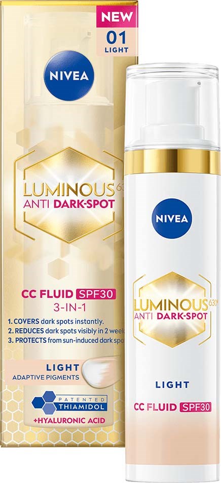 NIVEA Luminous630 Anti Dark-Spot CC Fluid 3-in-1 light | lyko.com