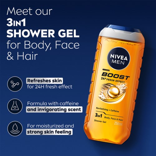 NIVEA MEN Boost Shower Gel 250 ml | lyko.com
