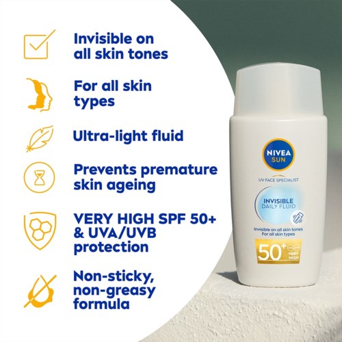 NIVEA UV Face Invisible Daily Fluid SPF 50+ 40 ml | lyko.com