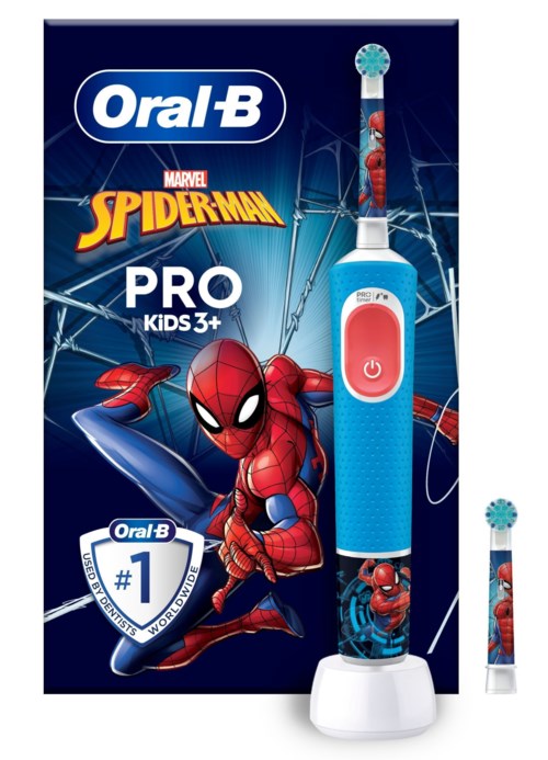 Oral B Pro Kids Electric Toothbrush 2 Brush heads Marvel Spider-Man ...