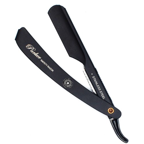 Parker Shaving PTBMETAL-Black Steel Push Type Barber/Straight Razor ...