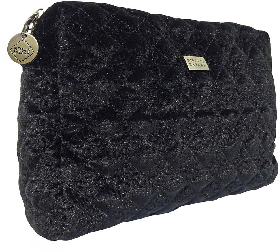 PIPOLS BAZAAR Velvet Logo Cosmetic Black | lyko.com