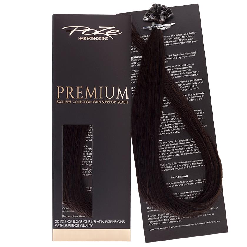 Poze Hairextensions Poze Keratin Premium Extensions 1B Midnight Brown ...