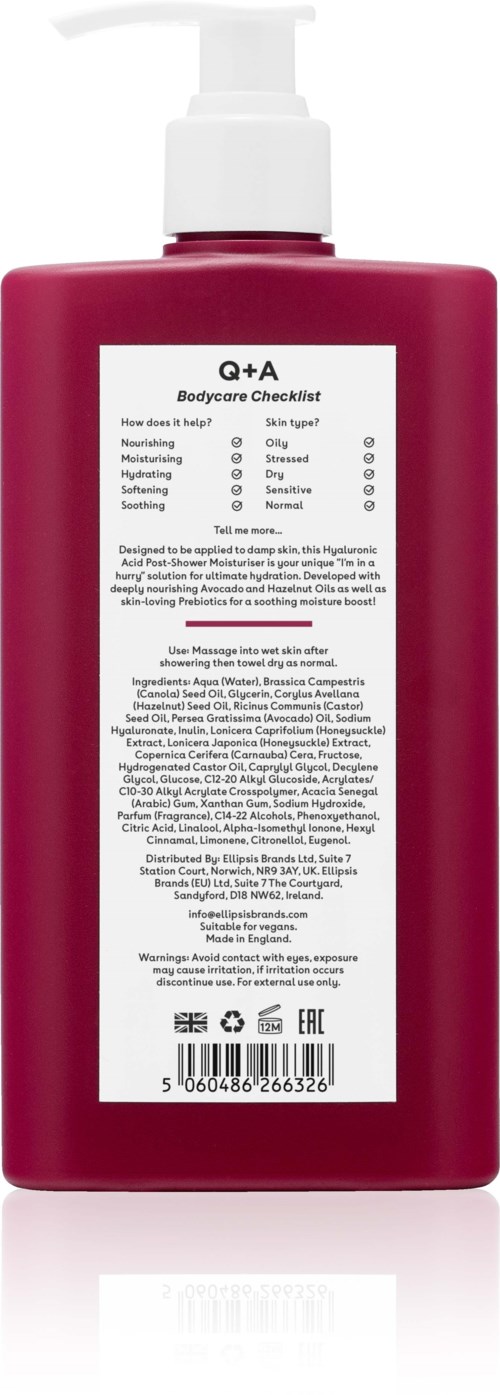 Q+A Hyaluronic Acid Post-Shower Moisturiser 250 ml | lyko.com