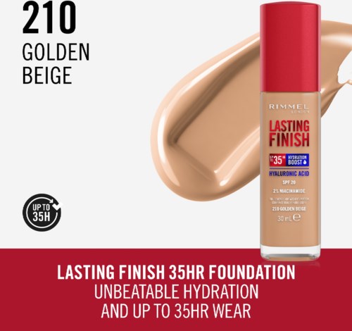 Rimmel Lasting Finish Full Coverage Foundation 201 Golden Beige | lyko.com