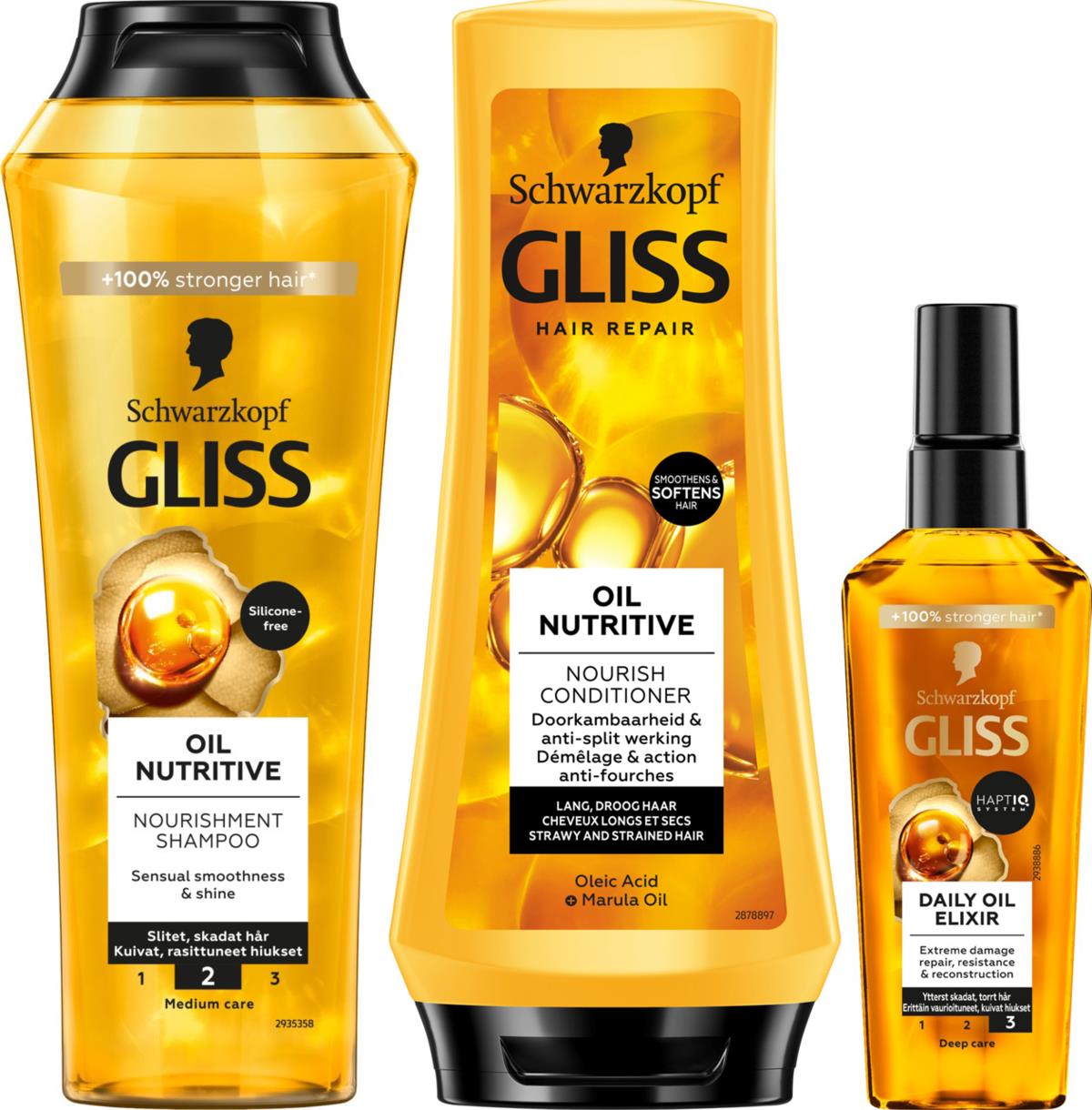 Schwarzkopf Gliss Oil Nutritive Bundle Shampoo 250 ml & Conditioner 200 ...