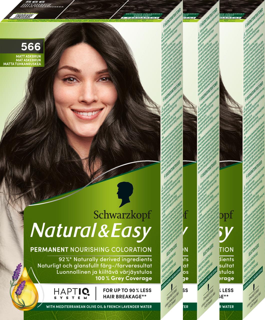 Schwarzkopf Natural & Easy 566 Matte Ash Brown 143ml 3-pack | lyko.com